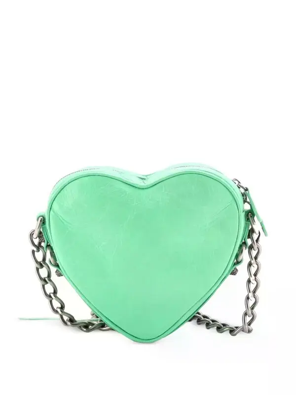Balenciaga Le Cagole Mini Heart Chain Bag With Giant Studs - Green