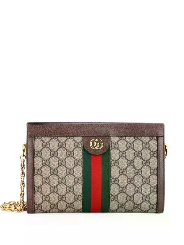 Gucci Ophidia Chain Shoulder Bag Gg Coated Canvas - Brown