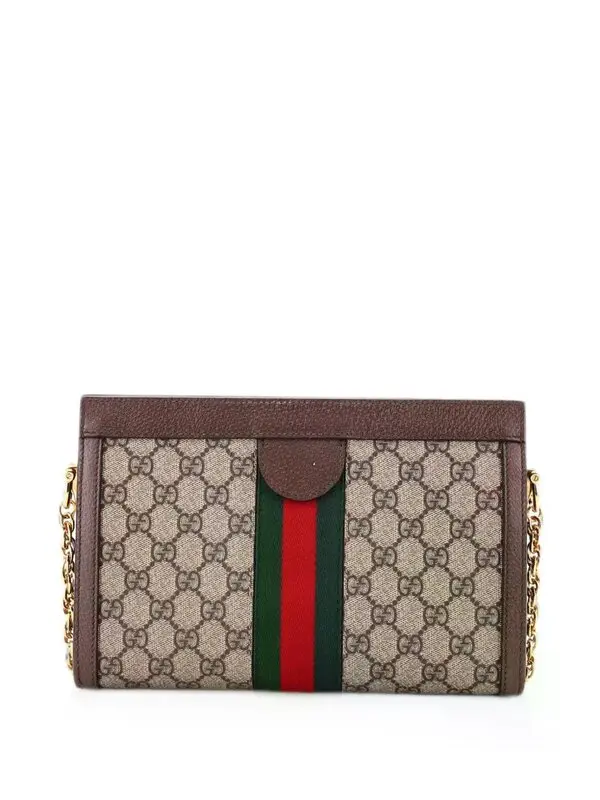Gucci Ophidia Chain Shoulder Bag Gg Coated Canvas - Brown