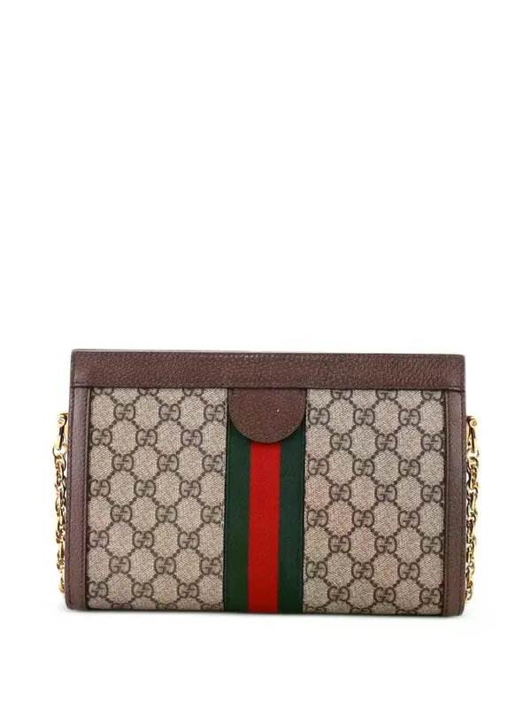 Gucci Ophidia Chain Shoulder Bag Gg Coated Canvas - Brown