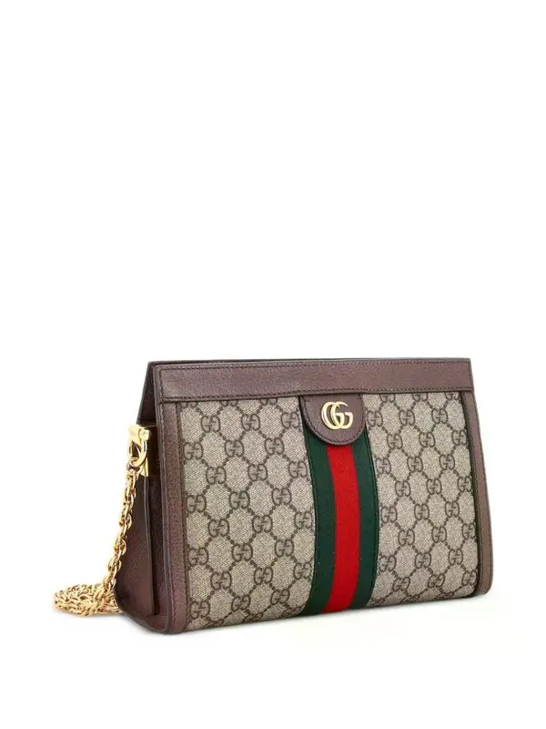 Gucci Ophidia Chain Shoulder Bag Gg Coated Canvas - Brown