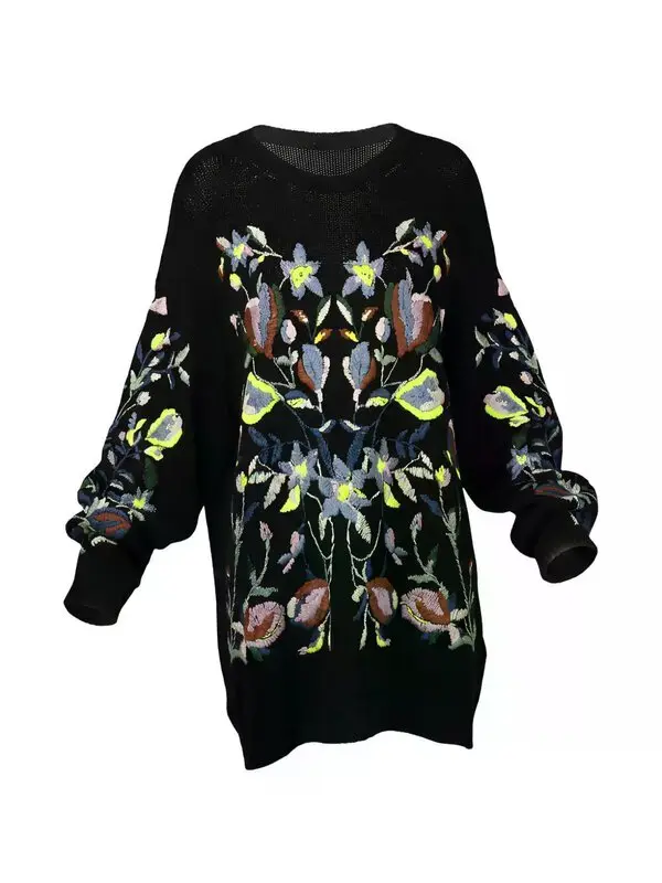 Valentino Garavani Floral Embroidered Crew Neck Long Sleeve Sweater