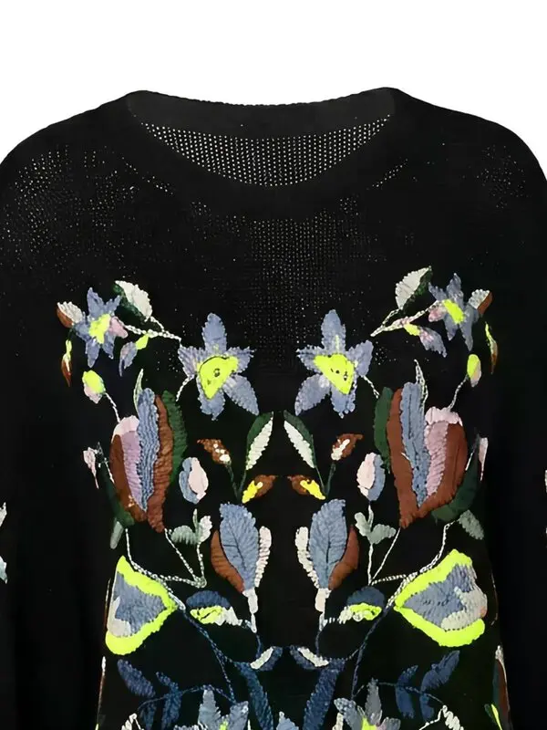 Valentino Garavani Floral Embroidered Crew Neck Long Sleeve Sweater
