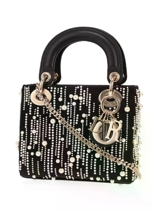 Dior Mini Lady Pearl-embroidered Shoulder Bag - Black