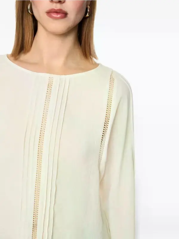 MARCCAIN Pleated Lace-trim Blouse