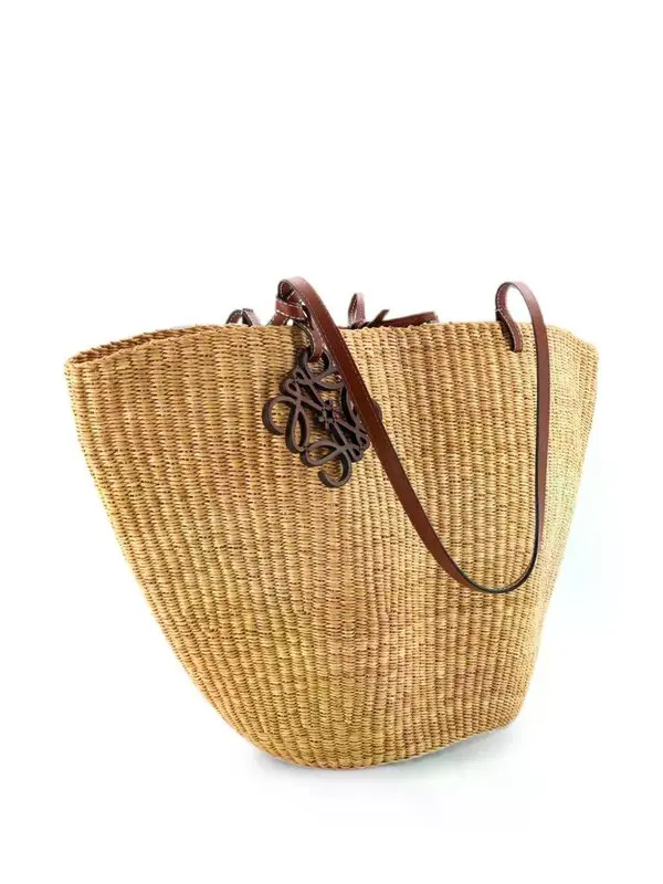 Loewe Shell Basket Bag Woven Raffia Medium Bucket Bag