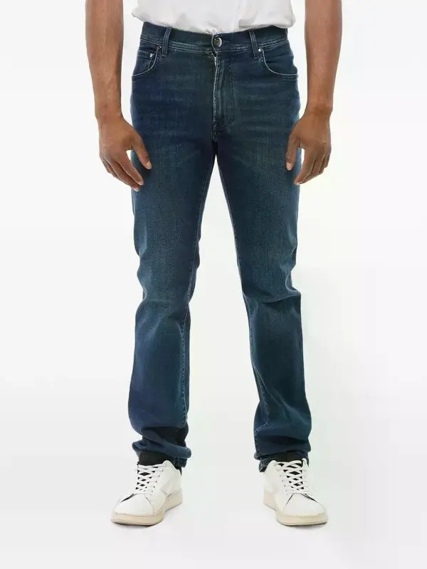 Corneliani Logo-embroidered Washed Jeans
