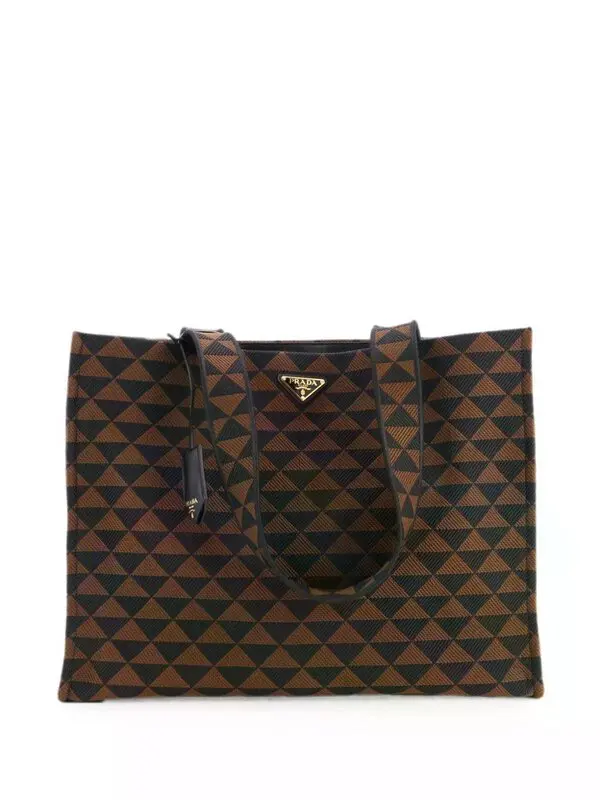 Prada Symbole Shopper Jacquard Horizontal Tote Bag
