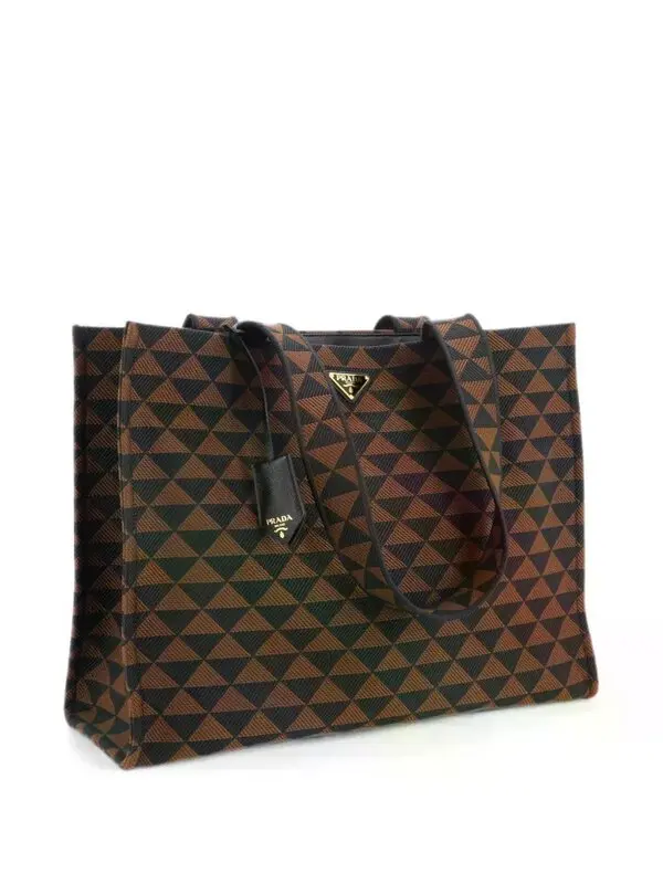 Prada Symbole Shopper Jacquard Horizontal Tote Bag