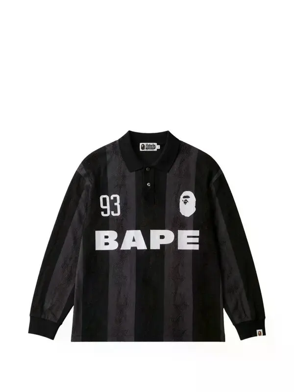 A BATHING APE Striped Logo-print Polo Shirt - Black