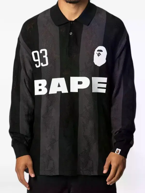 A BATHING APE Striped Logo-print Polo Shirt