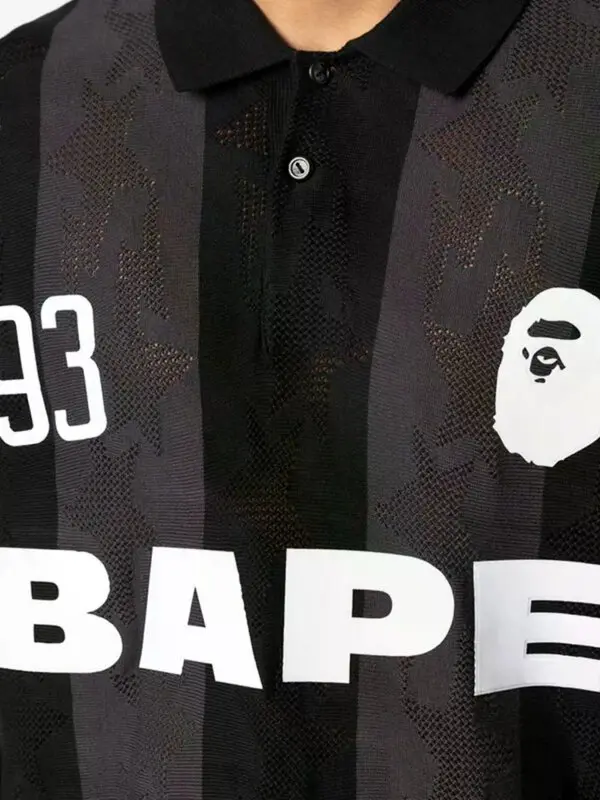 A BATHING APE Striped Logo-print Polo Shirt