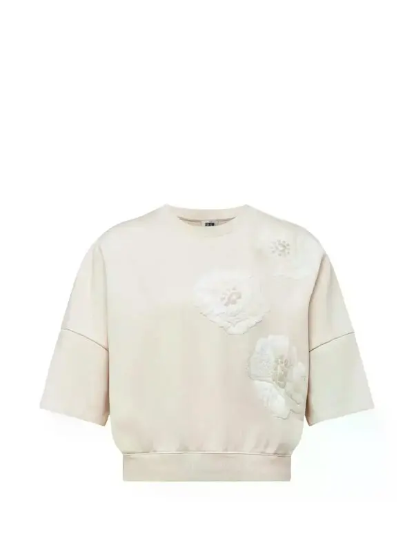 DRYKORN Ecru Floral Appliqué T-shirt