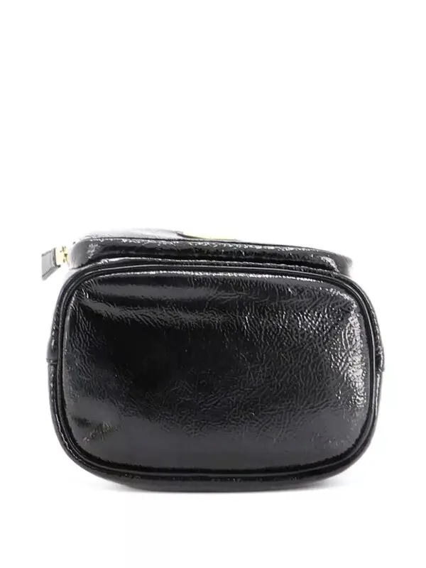 Prada Drawstring Pocket Patent Small Bucket Bag - Black