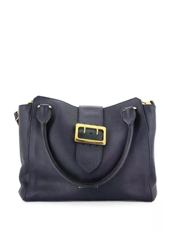 Burberry Buckle Leather Medium Tote Bag - Blue