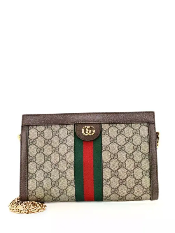 Gucci Ophidia Chain Shoulder Bag Gg Coated Canvas Small Crossbody Bag - Brown