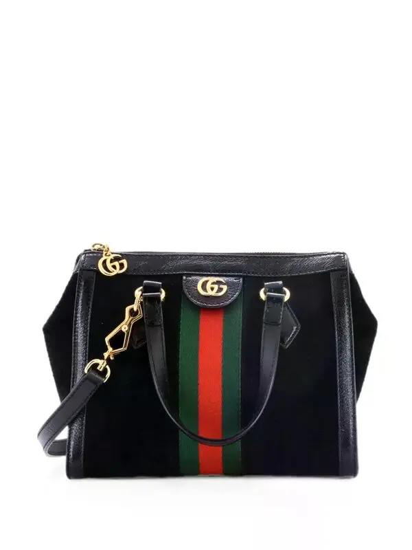 Gucci Ophidia Top Handle Tote Suede Small Satchel - Black