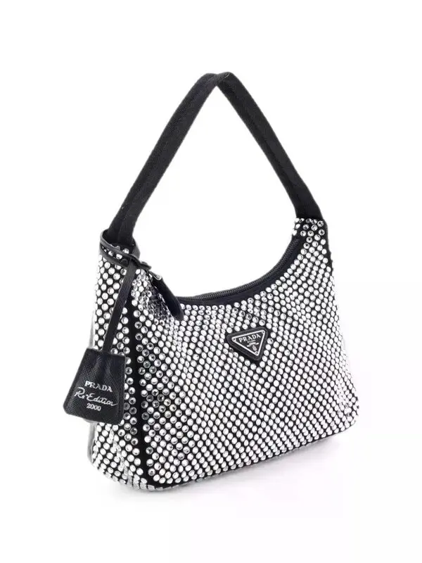 Prada Re-edition 2000 Crystal Embellished Mini Hobo Bag