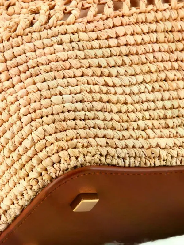 Saint Laurent Jamie Shopping Raffia With Leather Medium Tote Bag