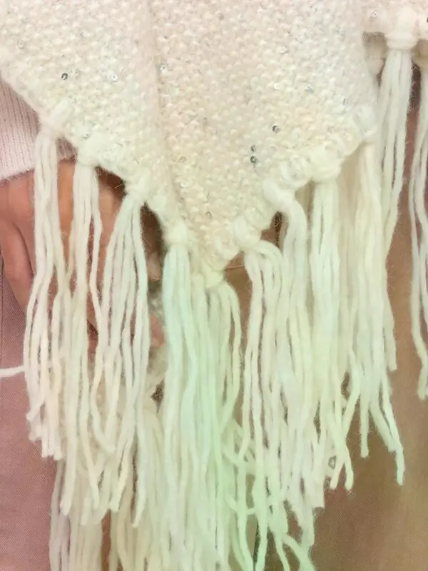 Peserico Sequin-embellished Fringed Cape - White
