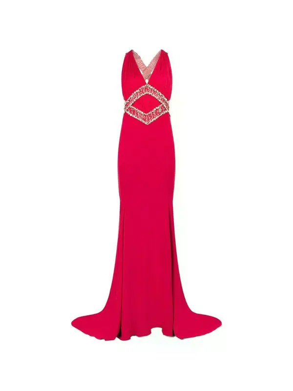 Roberto Cavalli Rhinestone Embellished Sleeveless Gown - Pink