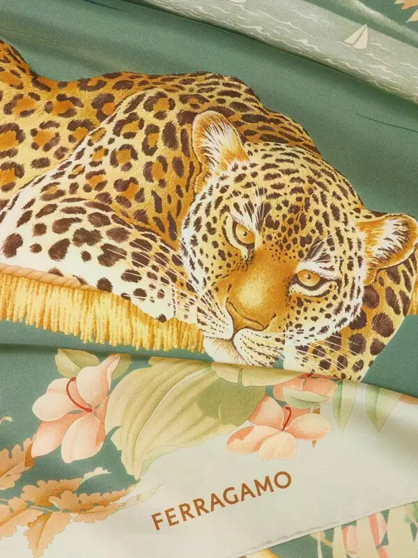 FERRAGAMO Jungle-print Silk Scarf