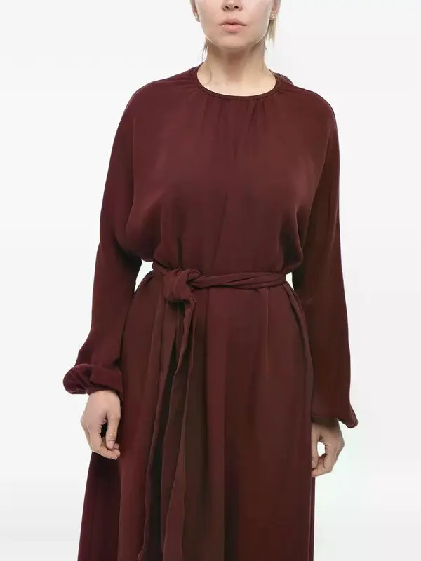 SUPER BLOND Belted Long-sleeve Maxi Dress - Red