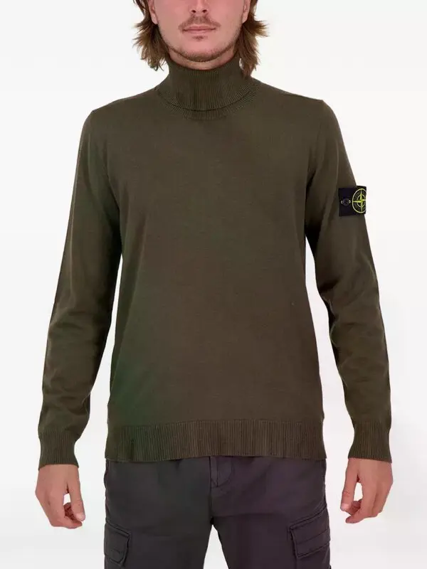 Stone Island Logo-patch Roll-neck Sweater - Green
