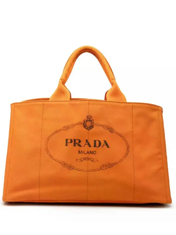 Prada 2000-2026 Large Canvas Canapa Logo Tote Satchel