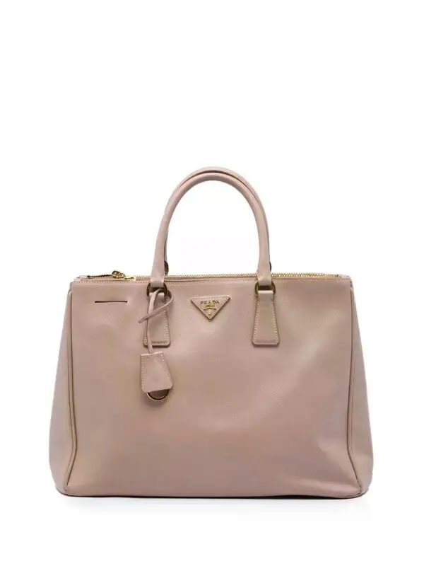 Prada Saffiano Lux Galleria Double Zip Tote Bag - Brown