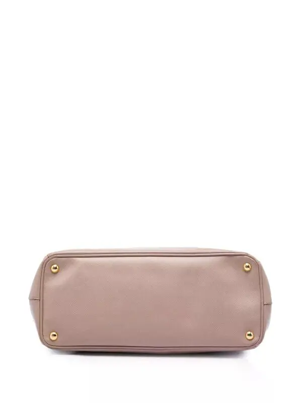 Prada Saffiano Lux Galleria Double Zip Tote Bag - Brown