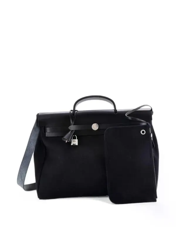 Hermès Herbag Zip Leather And Toile 39 Satchel
