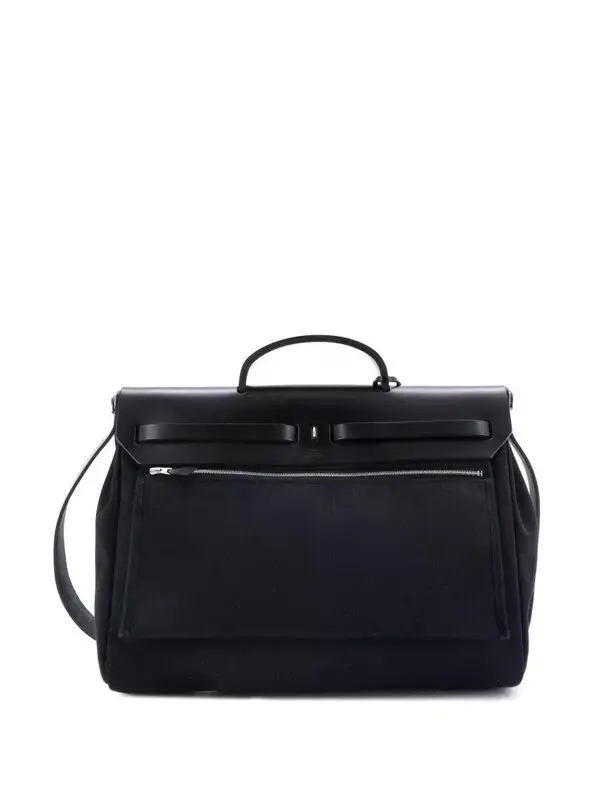 Hermès Herbag Zip Leather And Toile 39 Satchel - Black