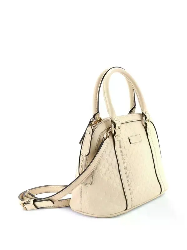 Gucci Convertible Dome Microssima Leather Mini Satchel - White