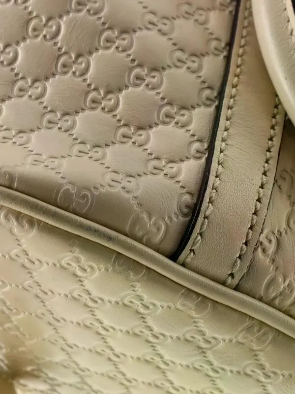 Gucci Convertible Dome Microssima Leather Mini Satchel - White