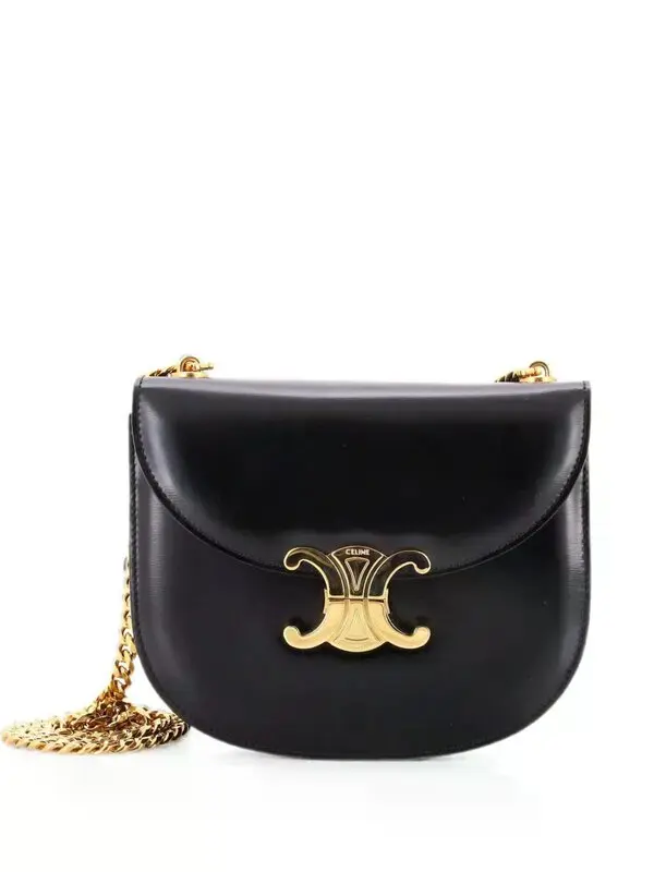 Celine Triomphe Besace Clea Chain Flap Bag Leather Shoulder Bag