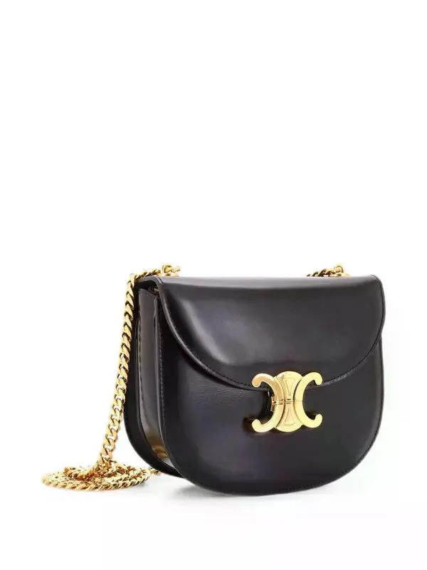 Celine Triomphe Besace Clea Chain Flap Bag Leather Shoulder Bag