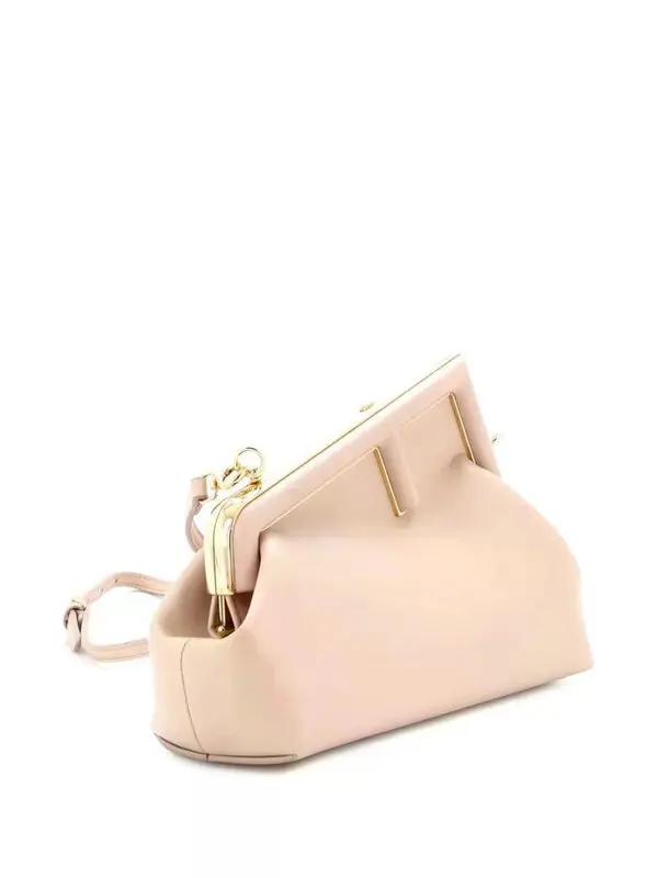 Fendi First Bag Leather Small Clutch Bag - Neutrals