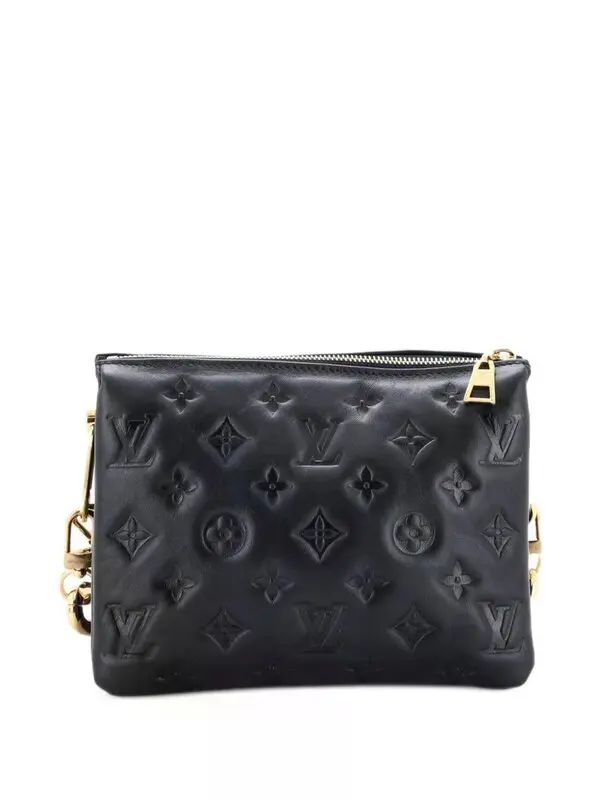LOUIS VUITTON Monogram Embossed Lambskin Coussin Bb Crossbody Bag - Black