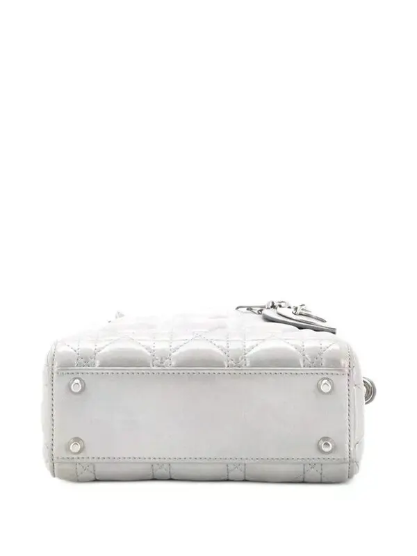 Dior Lady Chain Bag Cannage Quilt Iridescent Leather Mini Satchel - Silver
