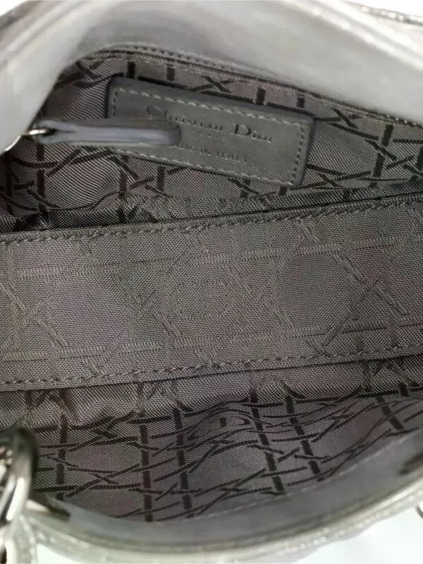 Dior Lady Chain Bag Cannage Quilt Iridescent Leather Mini Satchel - Silver