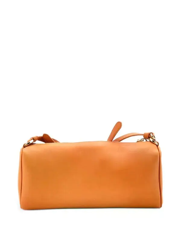 Prada Zip Buckle Leather Shoulder Bag - Orange