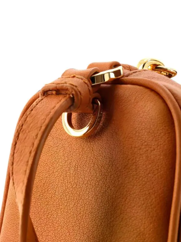 Prada Zip Buckle Leather Shoulder Bag - Orange