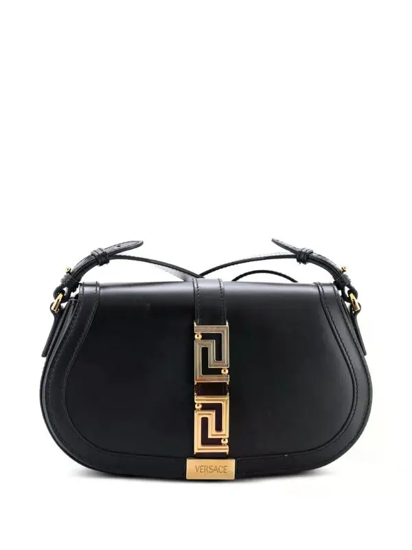Versace Greca Goddess Leather Medium Shoulder Bag - Black