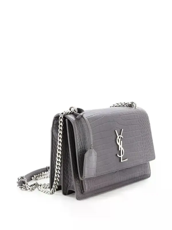Saint Laurent Sunset Crocodile Embossed Leather Medium Crossbody Bag
