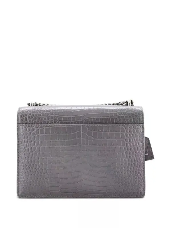 Saint Laurent Sunset Crocodile Embossed Leather Medium Crossbody Bag - Grey