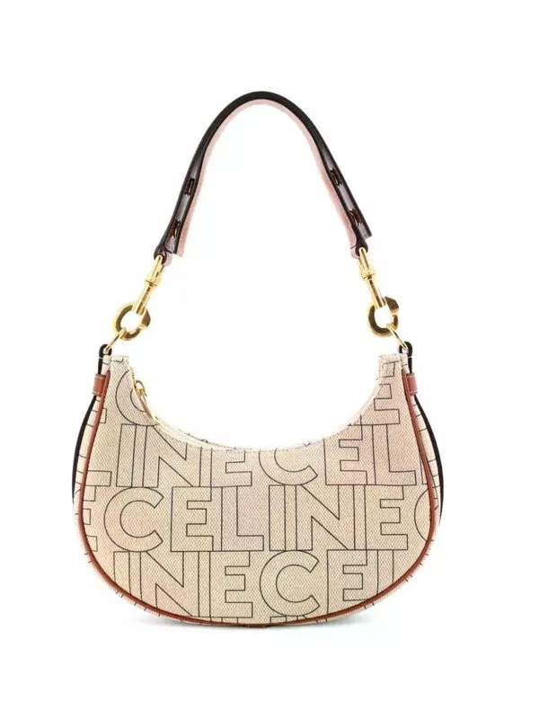 Celine Ava Bag All Over Logo Textile Medium Shoulder Bag - Brown