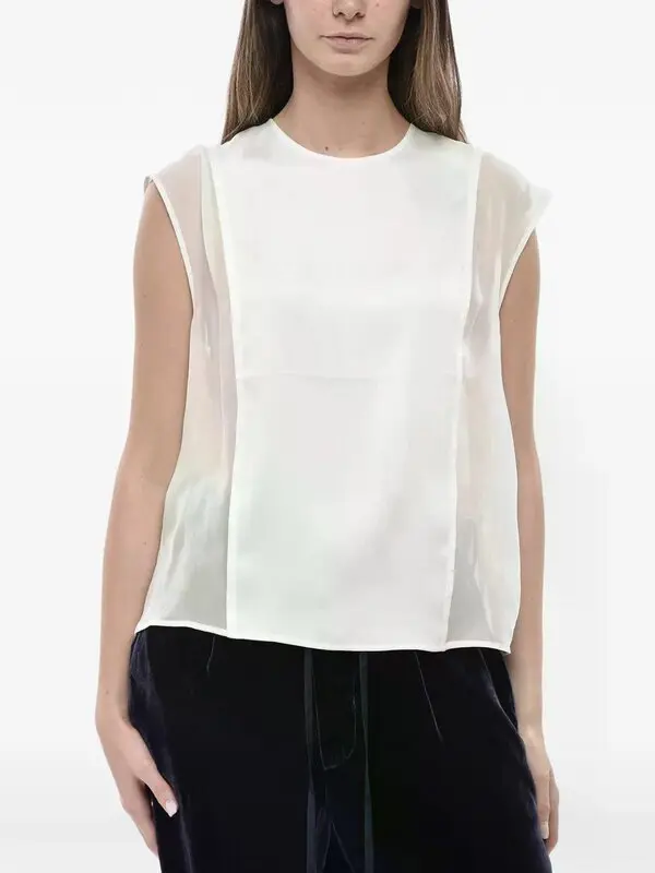 GENNY Satin-chiffon Top - White