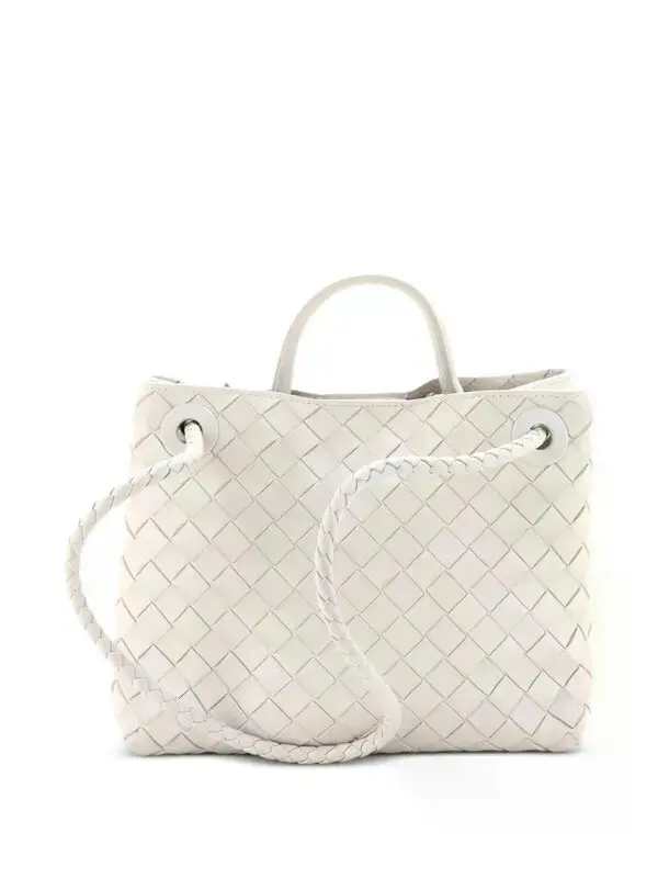 Bottega Veneta Andiamo Top Handle Bag Intrecciato Nappa Small Satchel - White