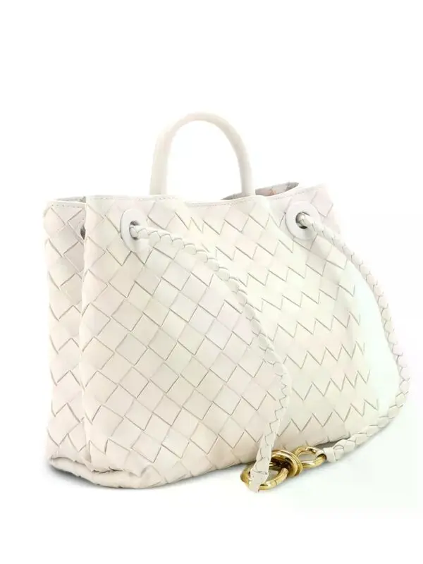 Bottega Veneta Andiamo Top Handle Bag Intrecciato Nappa Small Satchel - White